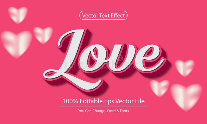 Valentine Text Effect Layer Style Love Stock Illustration ...