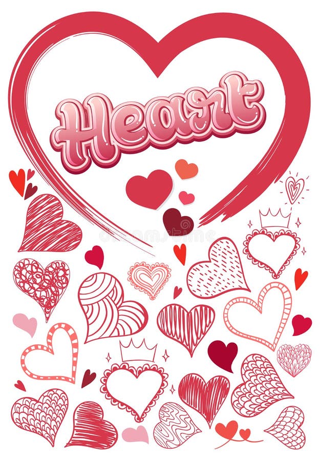 Valentine Theme with Many Hearts Stock Vector - Illustration of drawing ...
