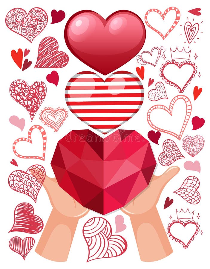 Valentine Theme with Many Hearts Stock Vector - Illustration of clip ...