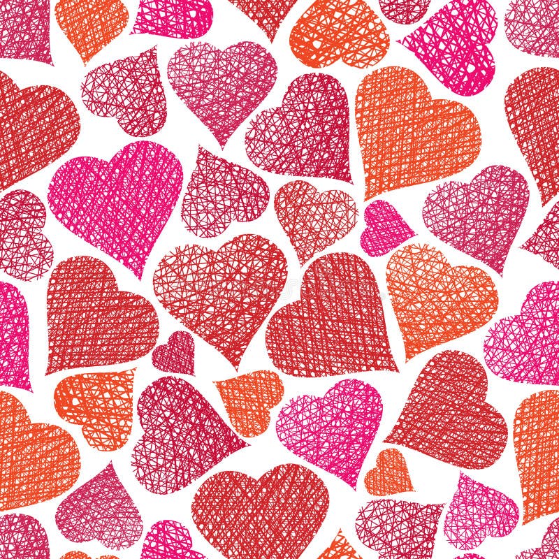 Valentine Theme Seamless Background, Hearts Seamless Pattern, Vector ...
