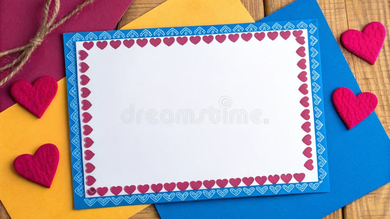 Valentine Themes Border with Paper Texture and Dynamic Retro Pop ...