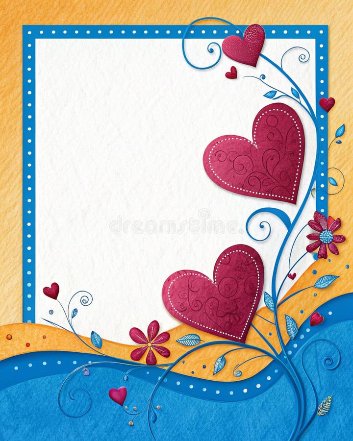 Valentine Themes Border with Paper Texture and Dynamic Retro Pop ...