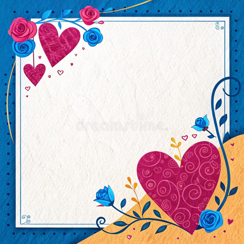 Valentine Themes Border with Paper Texture and Dynamic Retro Pop ...