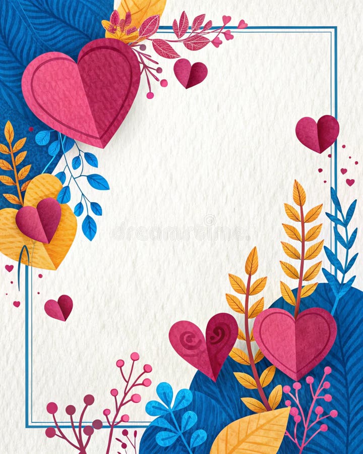 Valentine Themes Border with Paper Texture and Dynamic Retro Pop ...