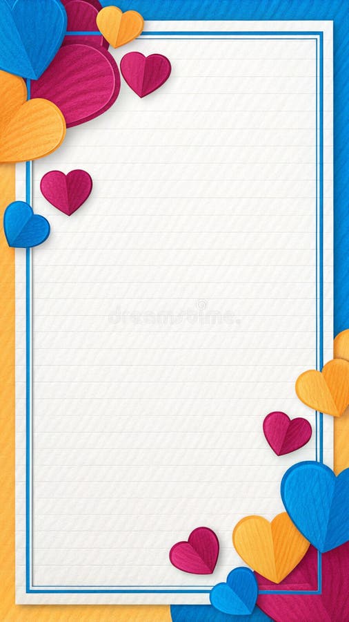 Valentine Themes Border with Paper Texture and Dynamic Retro Pop ...