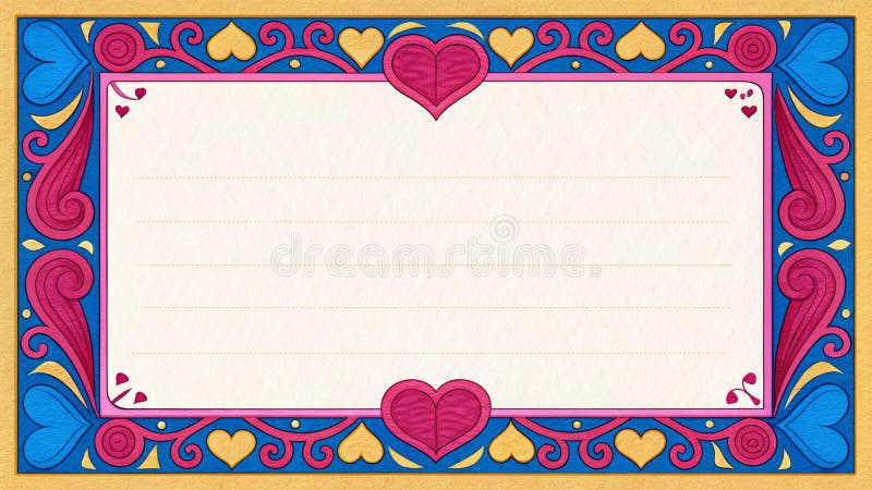 Valentine Themes Border with Paper Texture and Dynamic Retro Pop ...