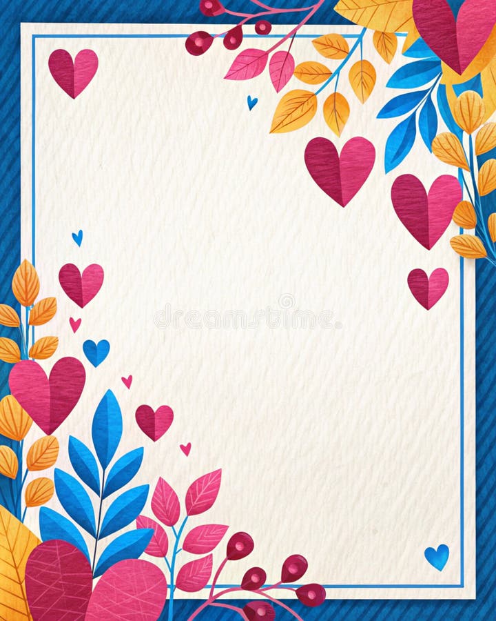 Valentine Themes Border with Paper Texture and Dynamic Retro Pop ...