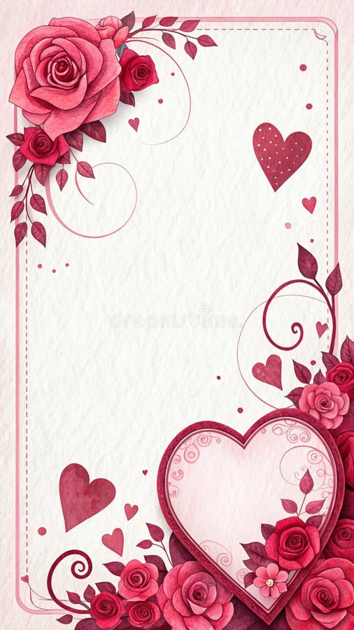 Valentine Themes Border with Paper Texture and Romantic Blush Palette ...