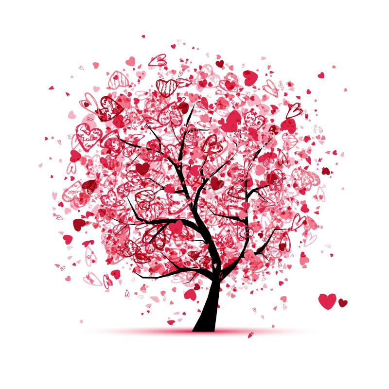 Valentine Tree with Hearts for Your Design Stock Vector - Illustration ...