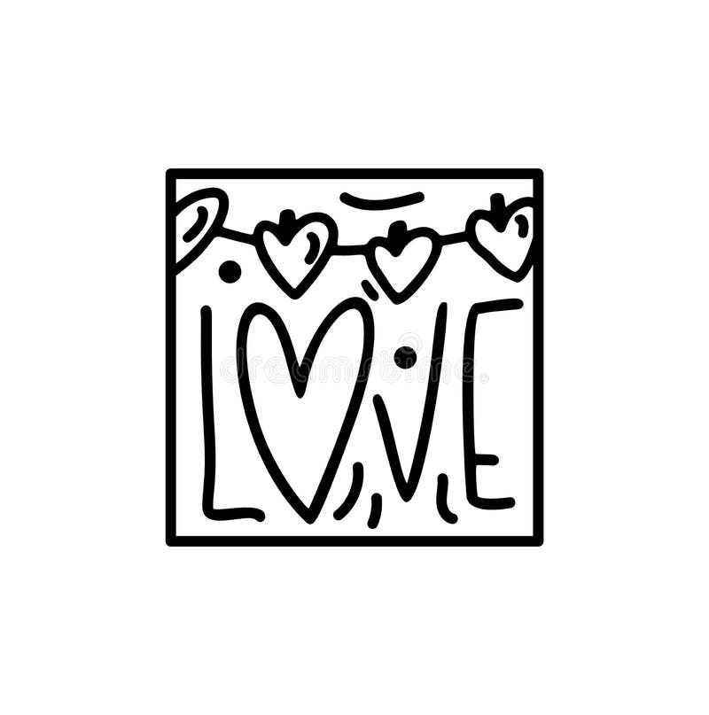 Valentine Vector Composition Love Text with Heart. Hand Drawn Love ...