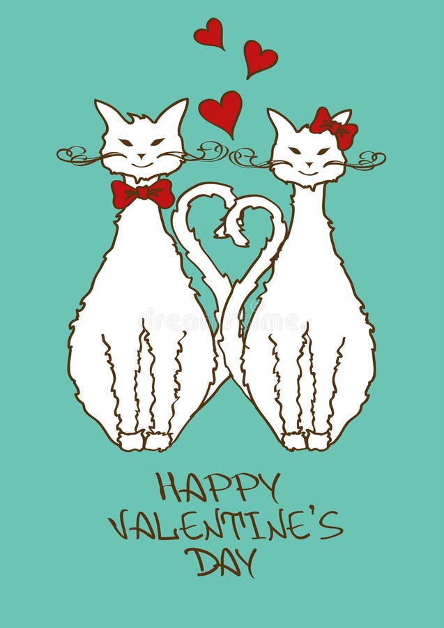 Couple Cats Together, Silhouette for Your Design Stock Vector ...