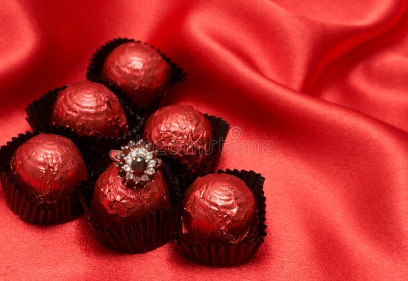 Valentines Chocolate Candy with a Ring Stock Image - Image of food ...