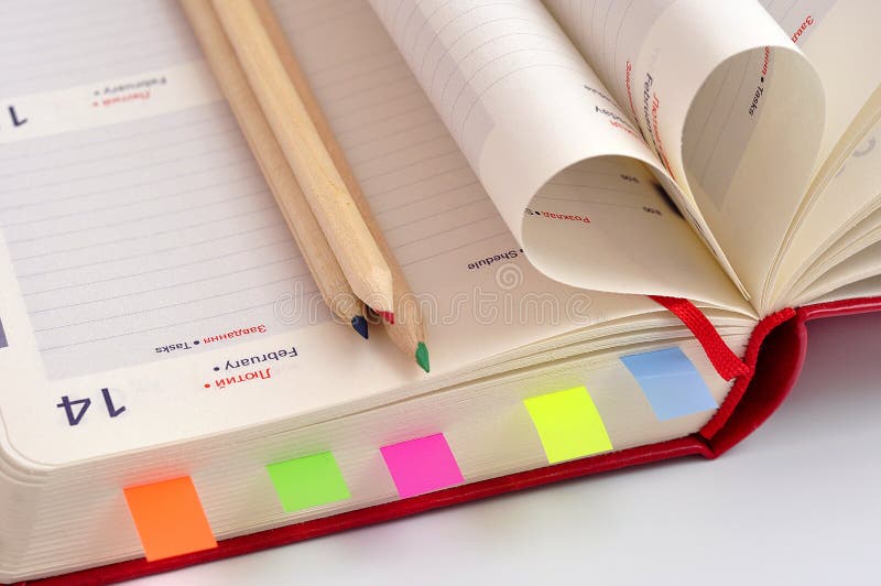 Valentines Date in Notebook and Heart of Pages. Stock Photo - Image of ...