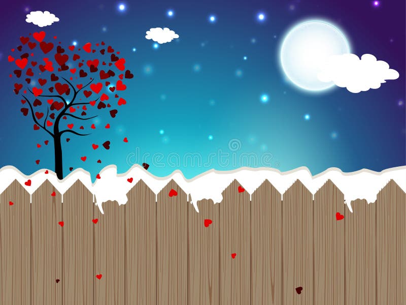 Valentines Day Background with Love Tree in Winter Season. EPS 1 Stock ...