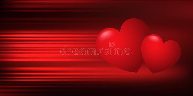 Valentines Day Banner with Glossy Red Hearts Stock Vector ...
