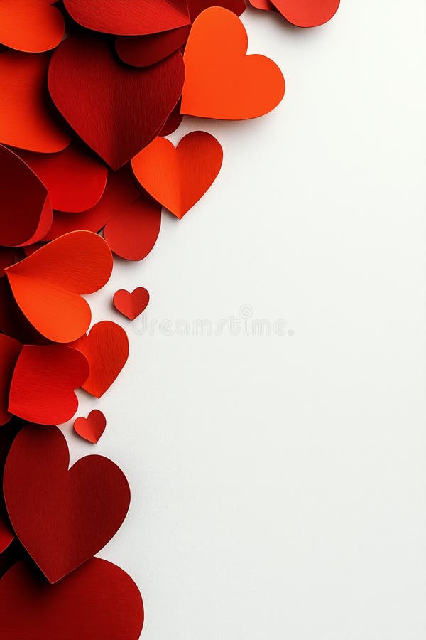 Red Paper Hearts Corner Frame on White Background Stock Illustration ...