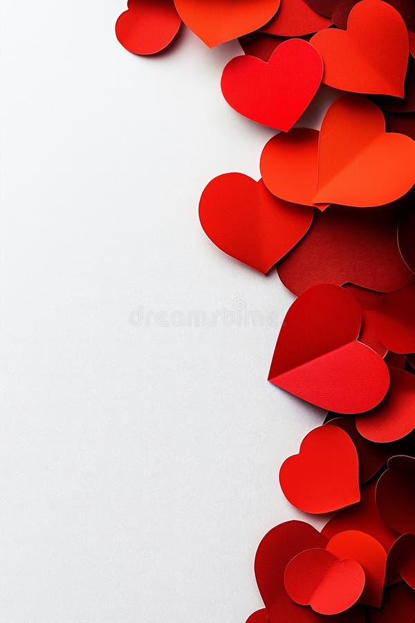 Red Paper Hearts Corner Frame on White Background Stock Illustration ...