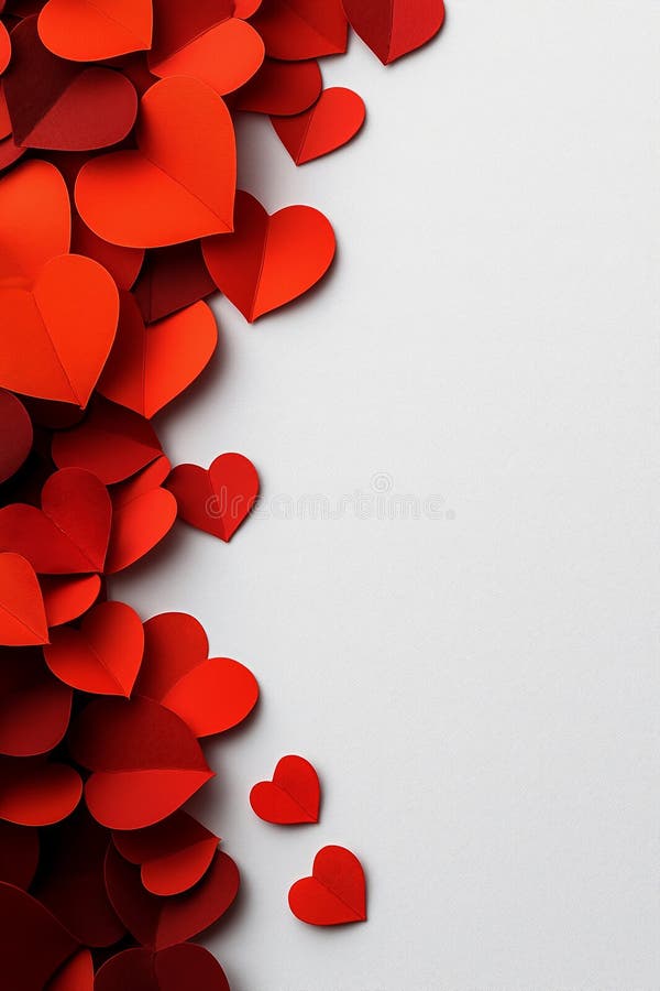 Red Paper Hearts Corner Frame on White Background Stock Illustration ...