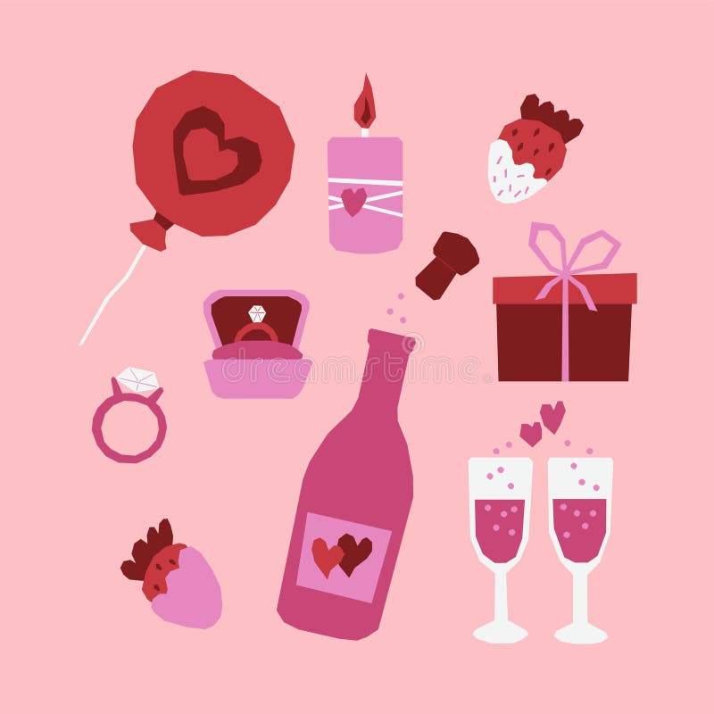 Valentines Day Bundle. Vector Hand Drawn Collection of Objects. a Cute ...