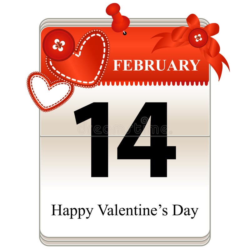 Valentines Day Calendar stock vector. Illustration of time - 35634601