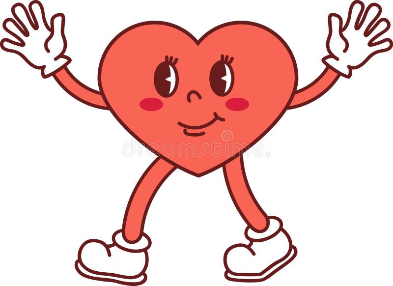 Valentines Day Card, Character, Friendly Smiling Heart Stock Vector ...