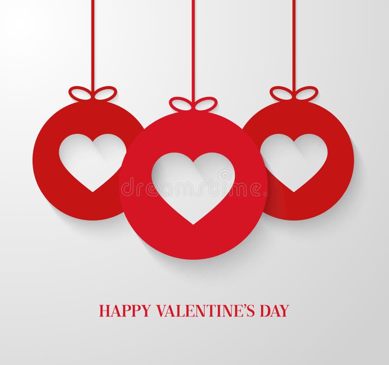 Valentines Day Card with Hanging Hearts. Stock Vector - Illustration of ...