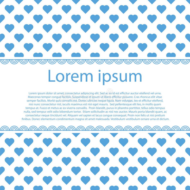 Valentines Day Card with Many Blue Hearts and Text Stripe. Stock Vector ...