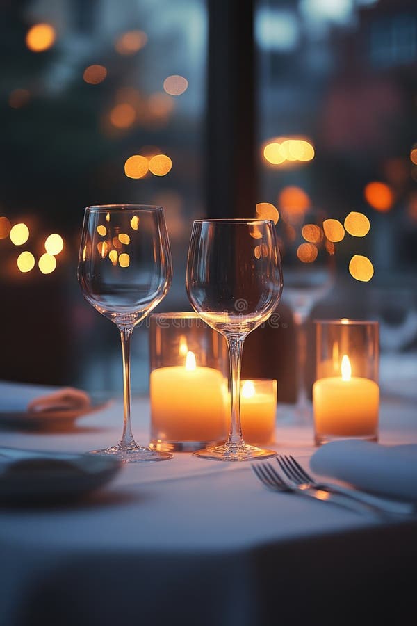 Candlelight Romantic Dinner Table for Two in Restaurant. Ai Generated ...
