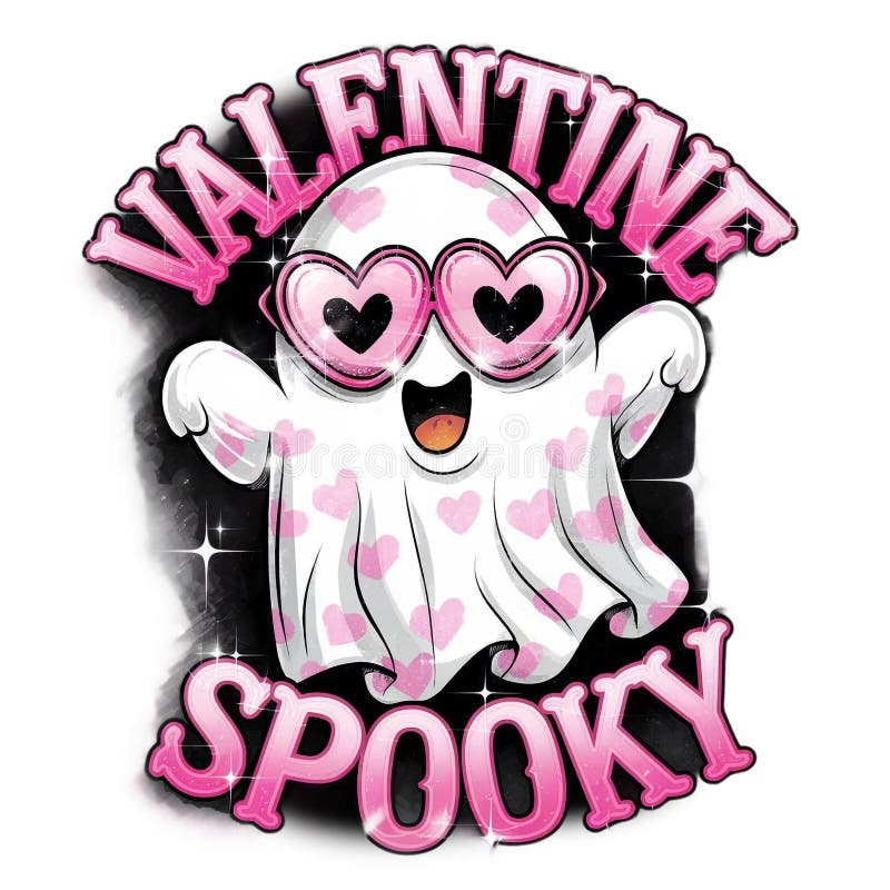 Valentines Day Cute Retro Ghost Spooky Valentine Stock Illustration ...