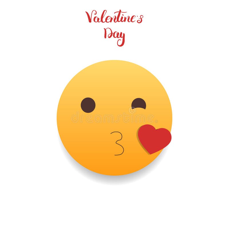 Valentines Day Emoticon. Kiss Emoji Stock Vector - Illustration of ...