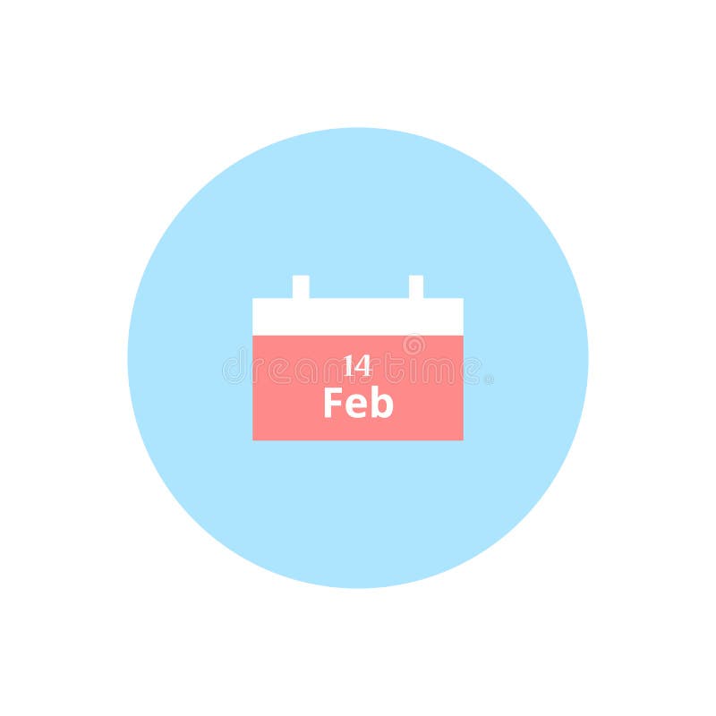 Valentines Day Flat Calendar Icon. 14 February Stock Illustration ...
