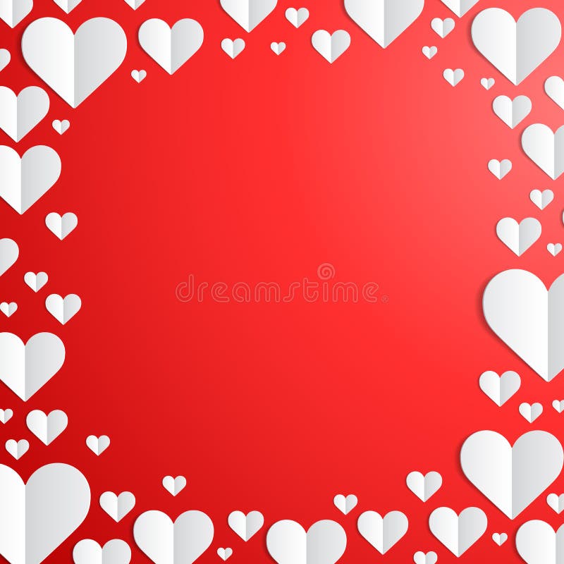 Valentines Day Frame with Cut Paper Hearts Stock Vector - Illustration ...