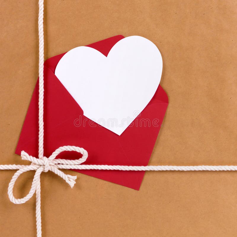 Valentines Day Gift with White Heart Shape Card, Red Envelope, Brown ...