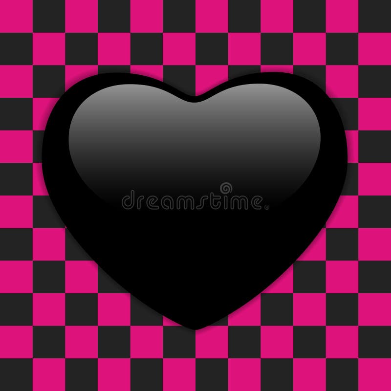 Valentines Day Glossy Emo Heart. Pink and Black Checkers Stock Vector ...