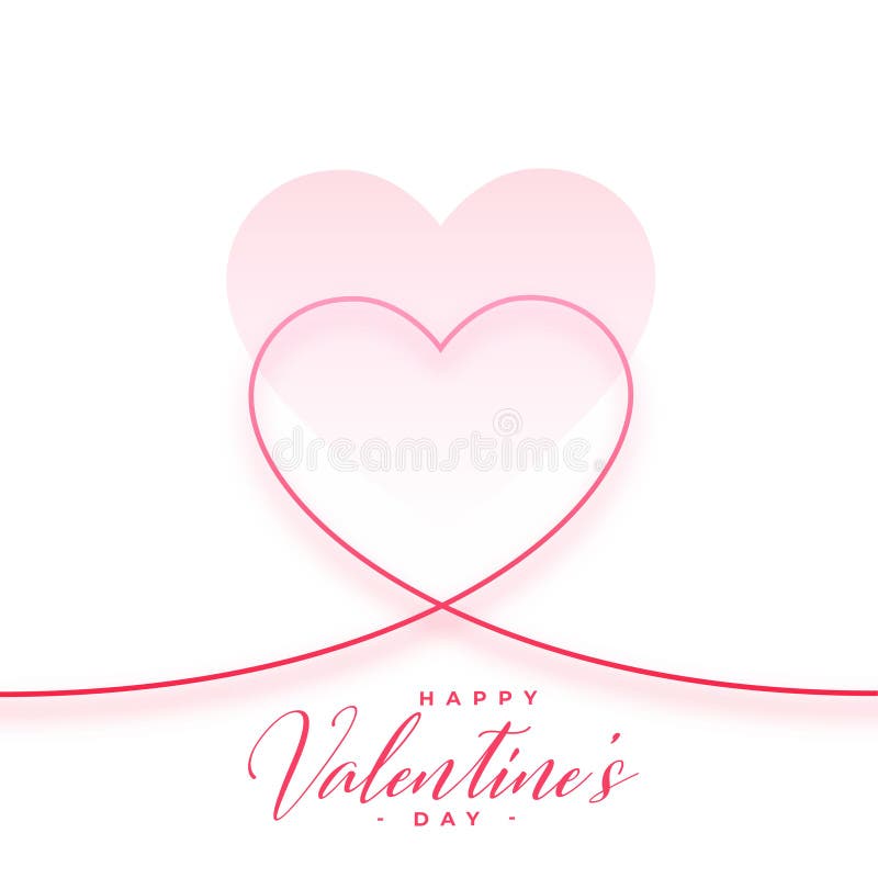 Valentines Day Greeting Card with Line Style Heart Design Stock Vector ...