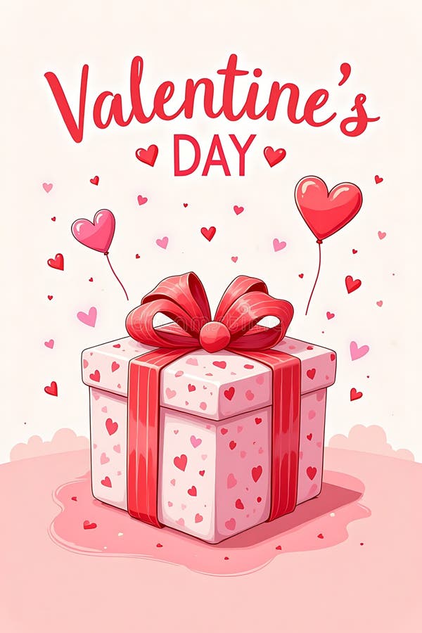 Valentines Day Greeting Text, with Hearts and Gifts Stock Illustration ...