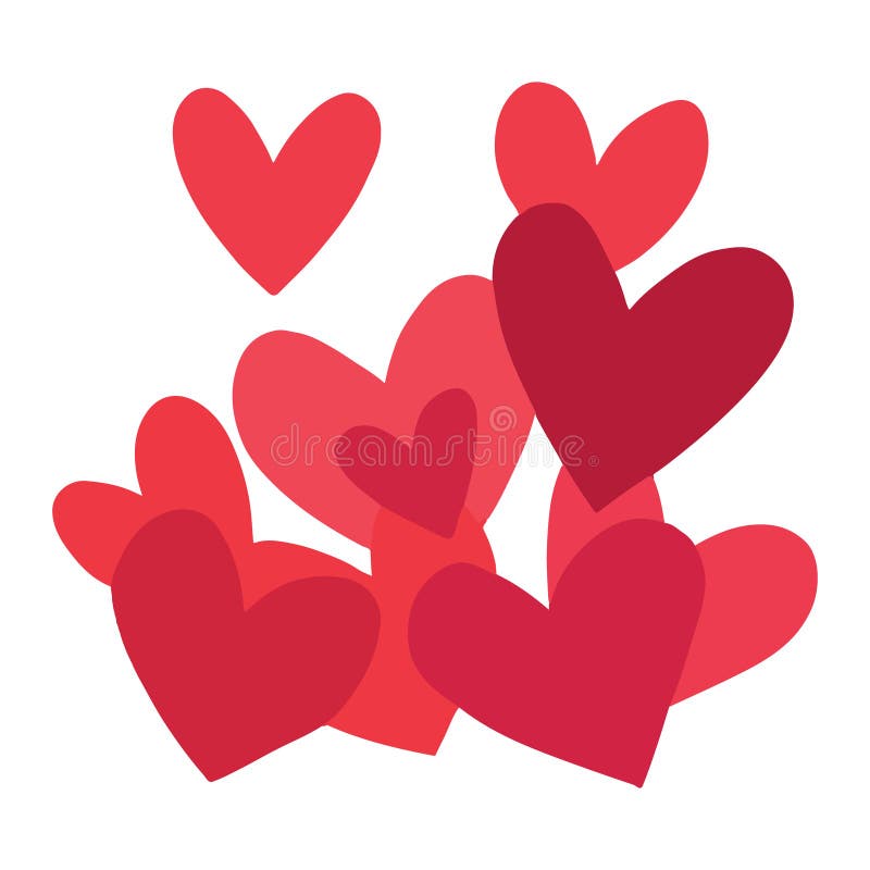 Valentines Day Group of Red Hearts Vector Illustration and Clipart ...