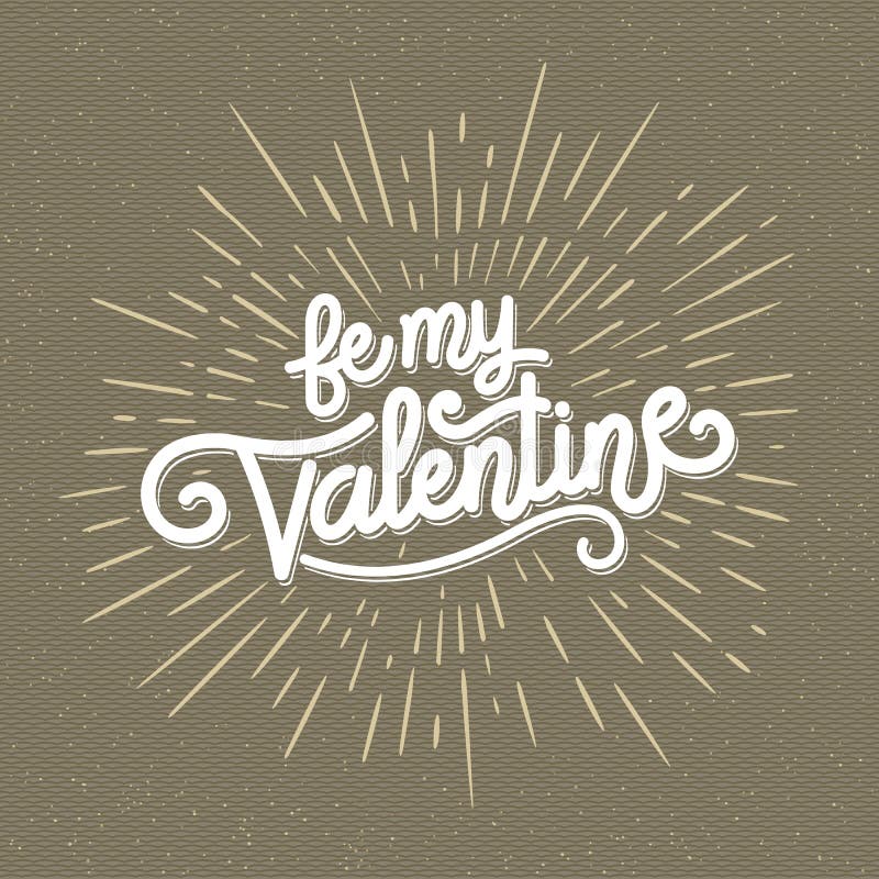 Valentines Day Hand Made Lettering with Burst Rays. Holiday Vector ...