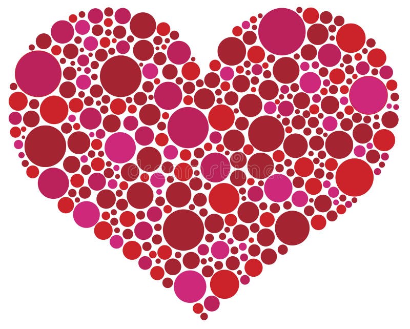 Valentines Day Heart in Pink and Red Dots Stock Vector - Illustration ...