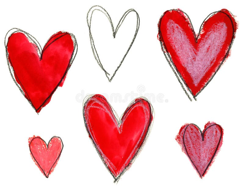 Valentines Day Hearts Set Expressive Hand Drawn Stock Illustration ...