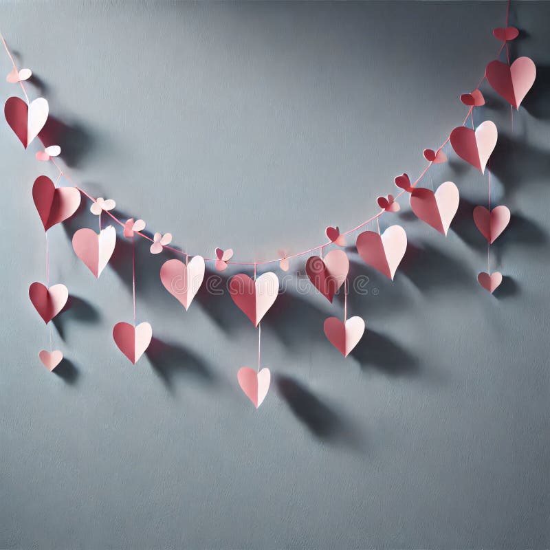 Valentines Day Hearts on a String Wall Decor Generative for AI Stock ...