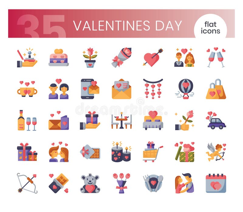 Valentines Day Icons Bundle.Flat Icons Style Stock Vector ...