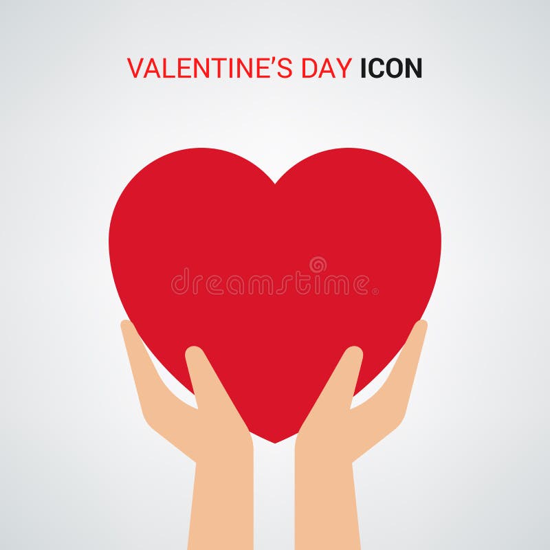Valentines Day Illustration. Hands Holding Heart Sign. Icon. Stock ...