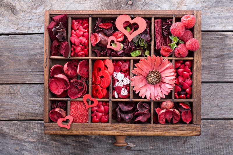 Valentines Day Little Things in a Box Stock Photo - Image of beautiful ...