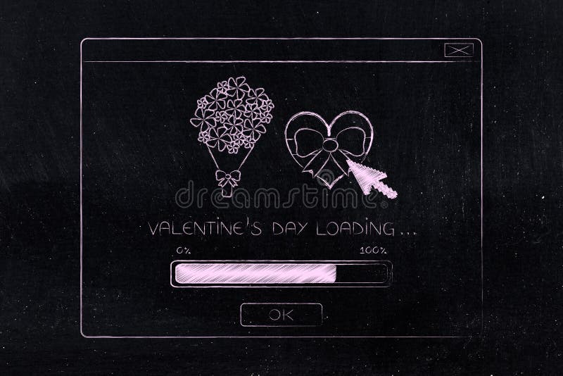 Valentines Day Loading Pop-up Message with Progress Bar Stock ...