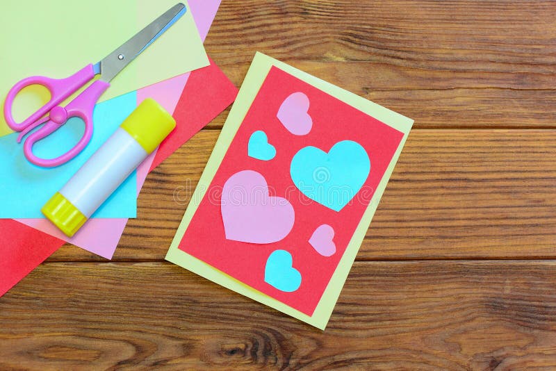 Valentines Day or Mothers Day Paper Greeting Card with Pink and Blue ... Valentines Day or Mothers Day Paper Greeting Card with Pink and Blue ...