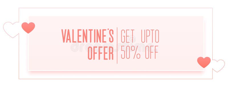 Valentines Day Offer and Discount Simple Banner Design Stock Vector ...