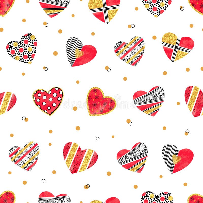 Valentines Day Pattern with Hearts. Stock Vector - Illustration of ...