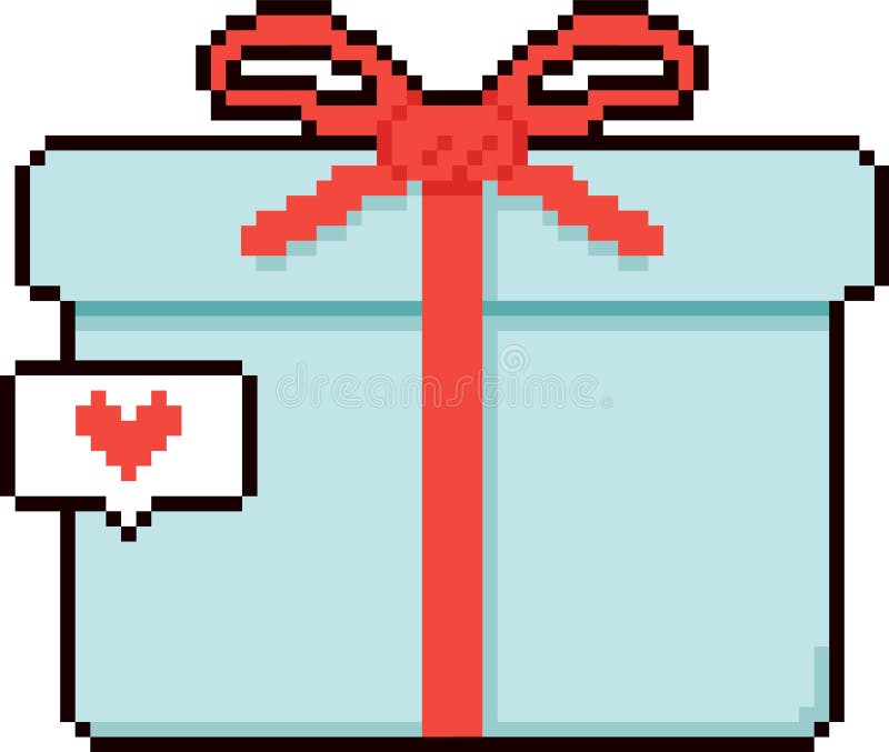 Valentines Day Pixel Art Gift Stock Illustration - Illustration of gift ...