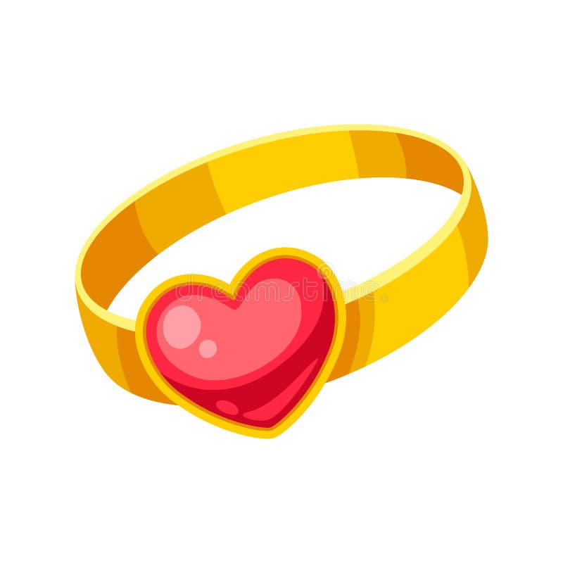 Valentines Day Precious Ring with Heart. Stock Vector - Illustration of ...